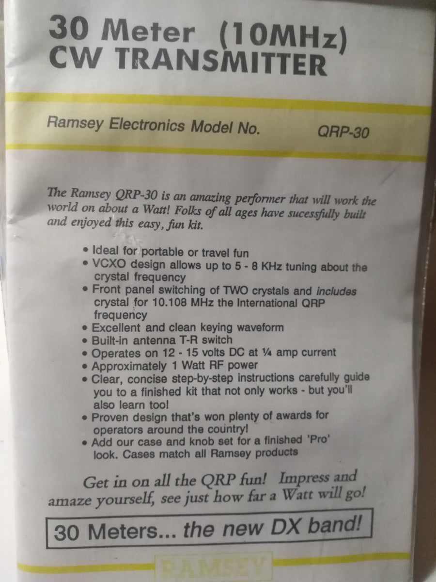Ramsey 30m (10MHz) CW Transmitter Kit QRP-30 – Elstar